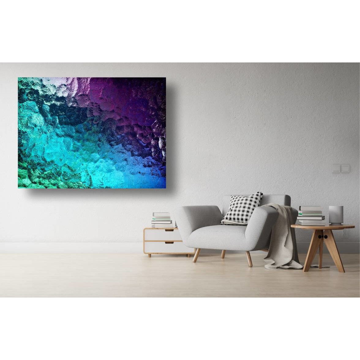 Sticker perete - Geam Colorat Cu Nuante De Albastru Abstract, 130x90 cm ...