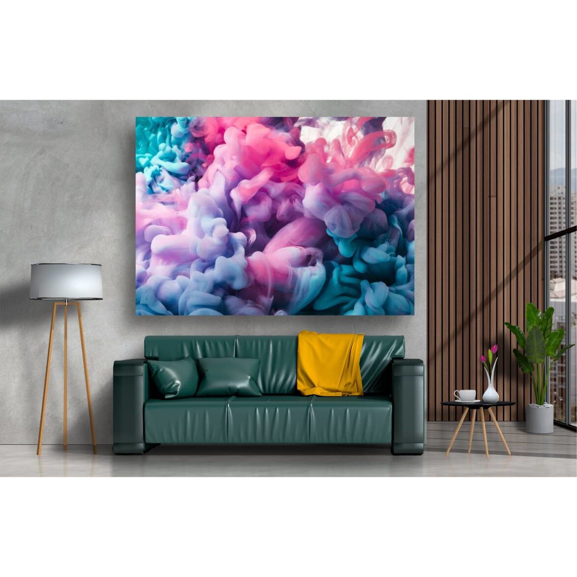 Sticker perete - Fum Colorat In Mov Si Albastru Abstract, 120x80 cm ...