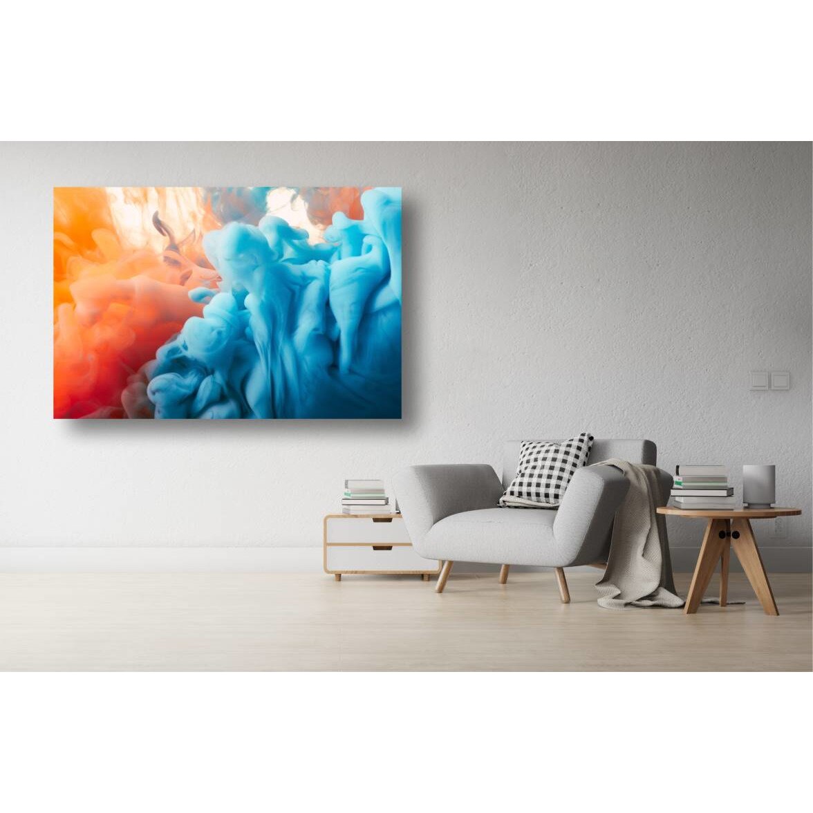 Fototapet autoadeziv PVC - Fum Colorat In Nuante De Rosu Si Albastru ...