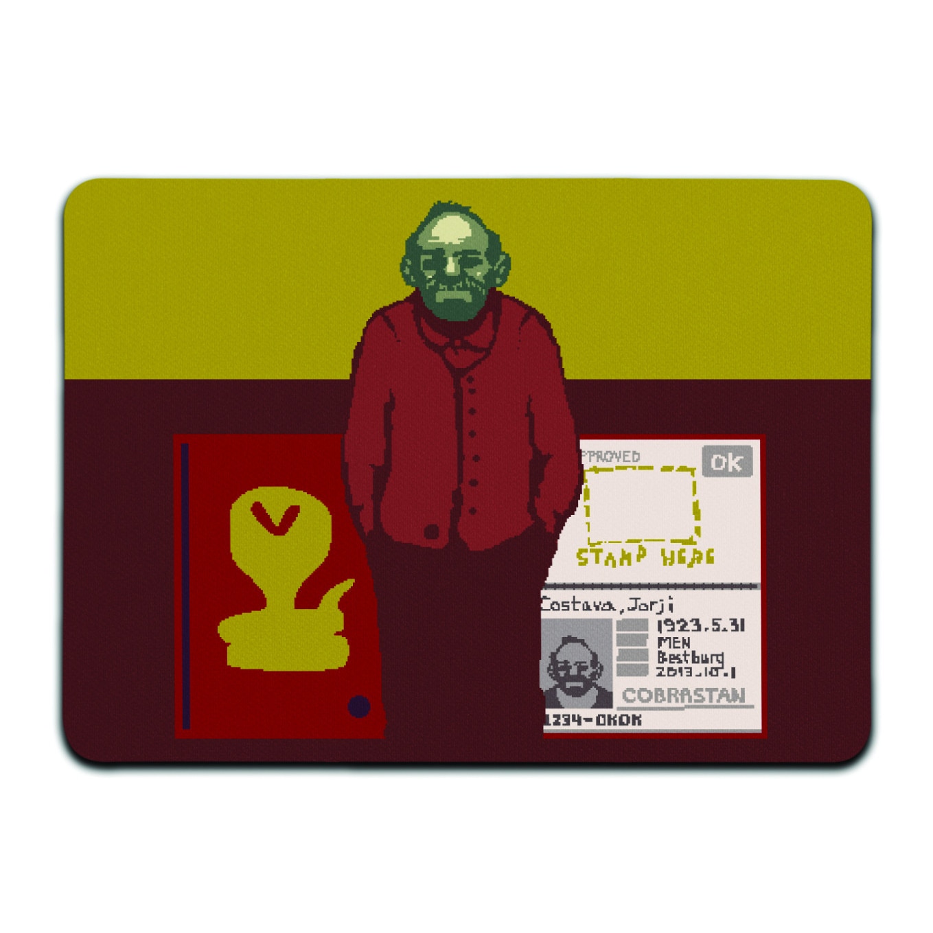 Papers Please játék egérpad, Jorji Costava, csúszásmentes talp, vízálló ...