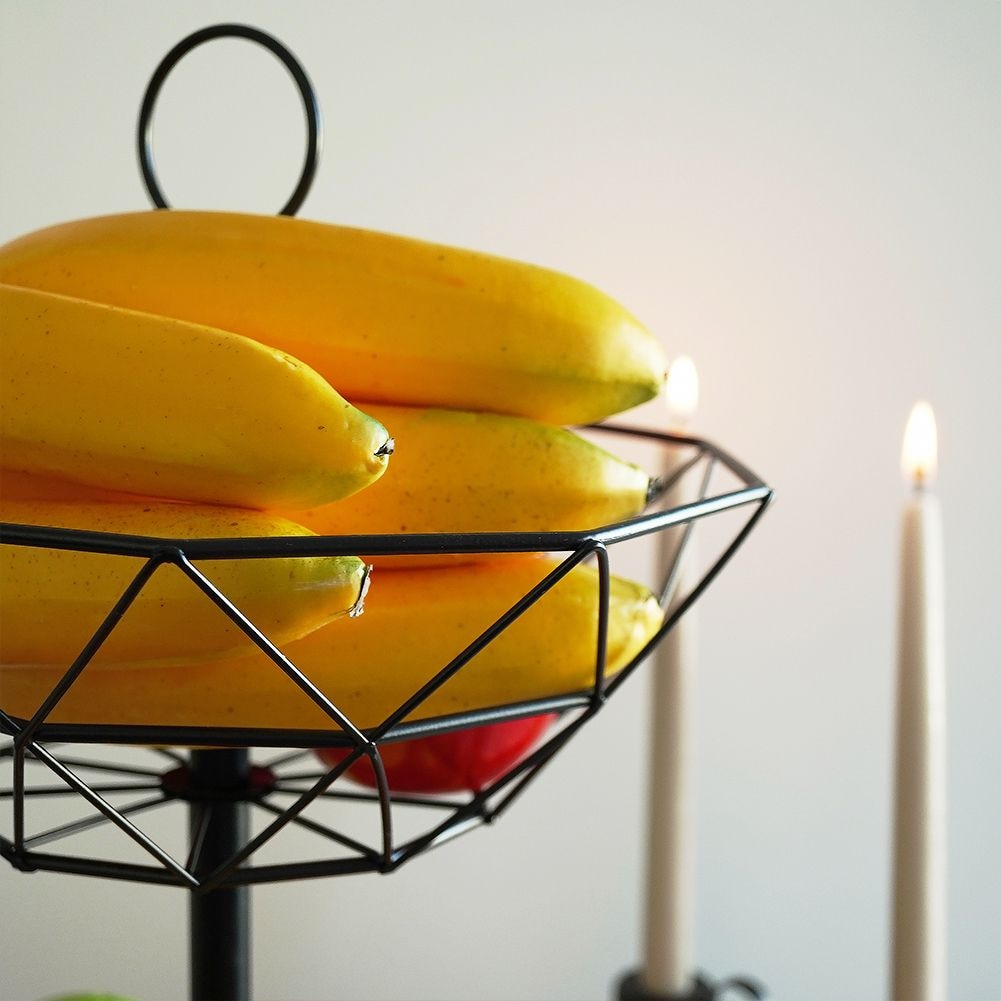 Cos de fructe, 2-nivele, metal, negru, 30 x 30 x 43 cm - eMAG.ro