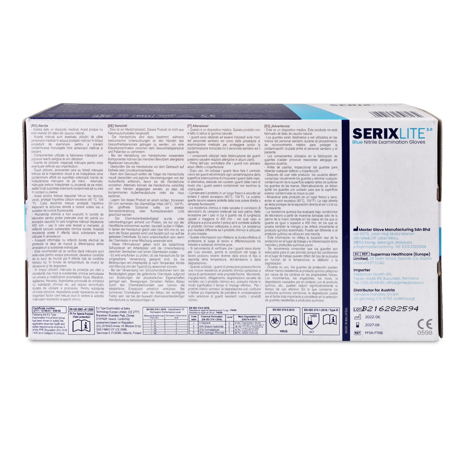 Комплект от 100 нитрилни ръкавици за преглед Serix Lite XL без пудра ...