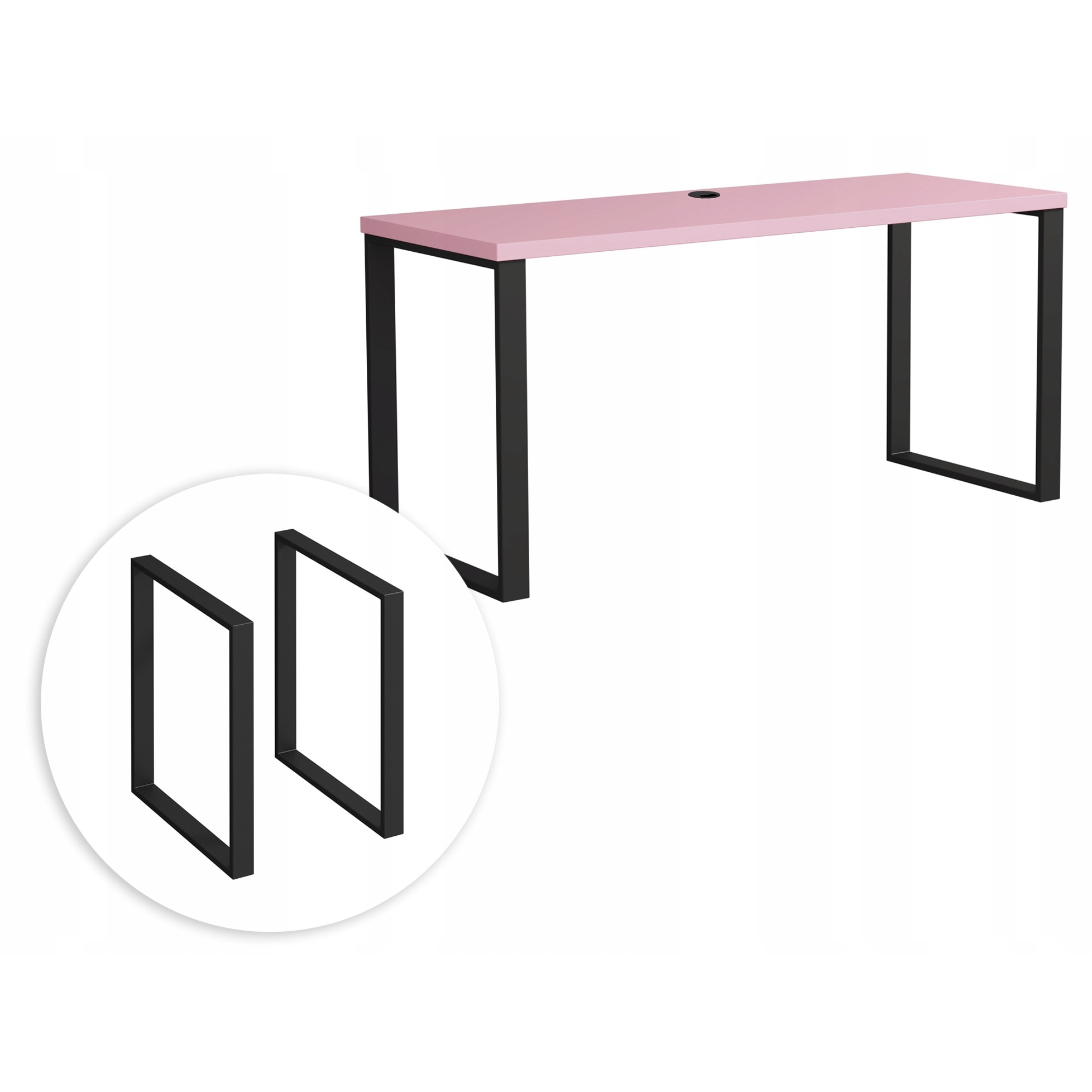 Birou cu picioare metalice, 120x60cm, Profil 8x2, Roz - eMAG.ro