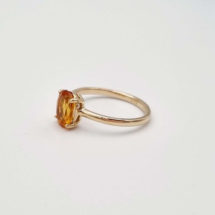 Inel Clasic Citrin Oval, Rosental Jewelry, din aur galben 14k, marime ...