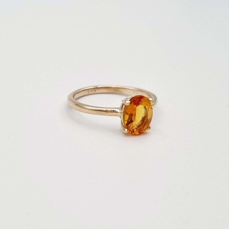 Inel Clasic Citrin Oval, Rosental Jewelry, din aur galben 14k, marime ...