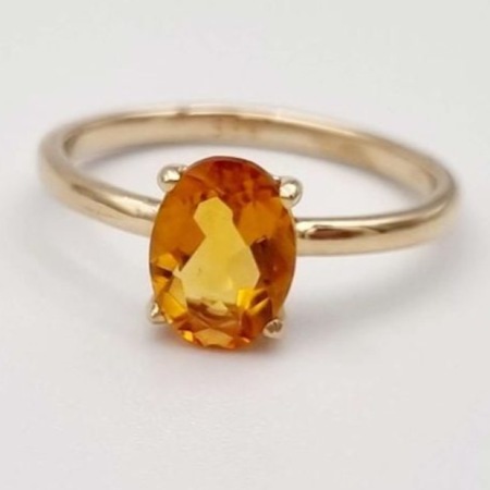 Inel Clasic Citrin Oval, Rosental Jewelry, din aur galben 14k, marime ...