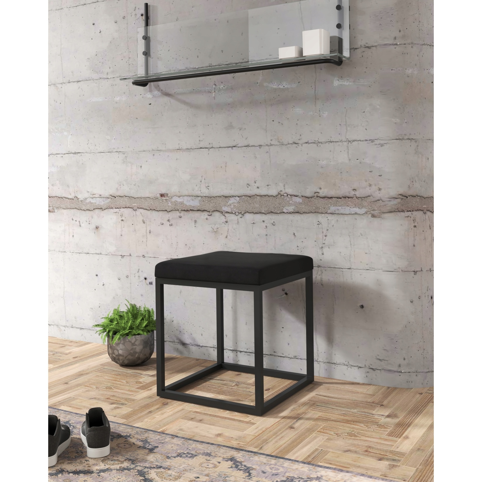 Taburet, Rama metal, 40 x 40 cm, Negru - eMAG.ro