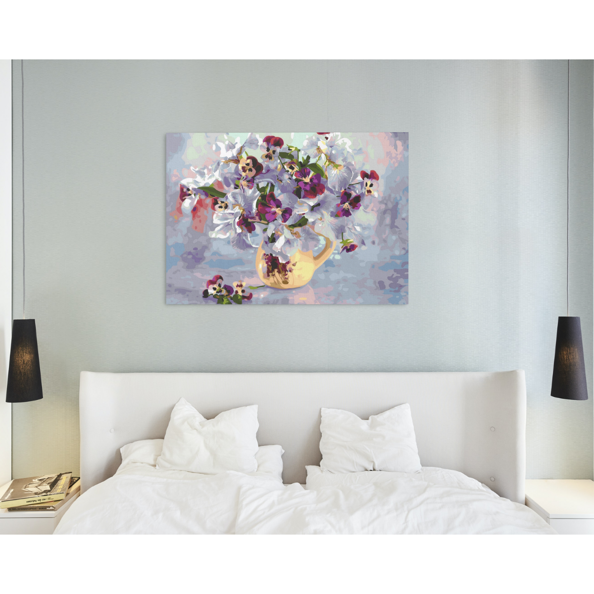 Set pictura pe numere, ColorBox, Vaza cu Panselute, 40x50 cm, panza ...