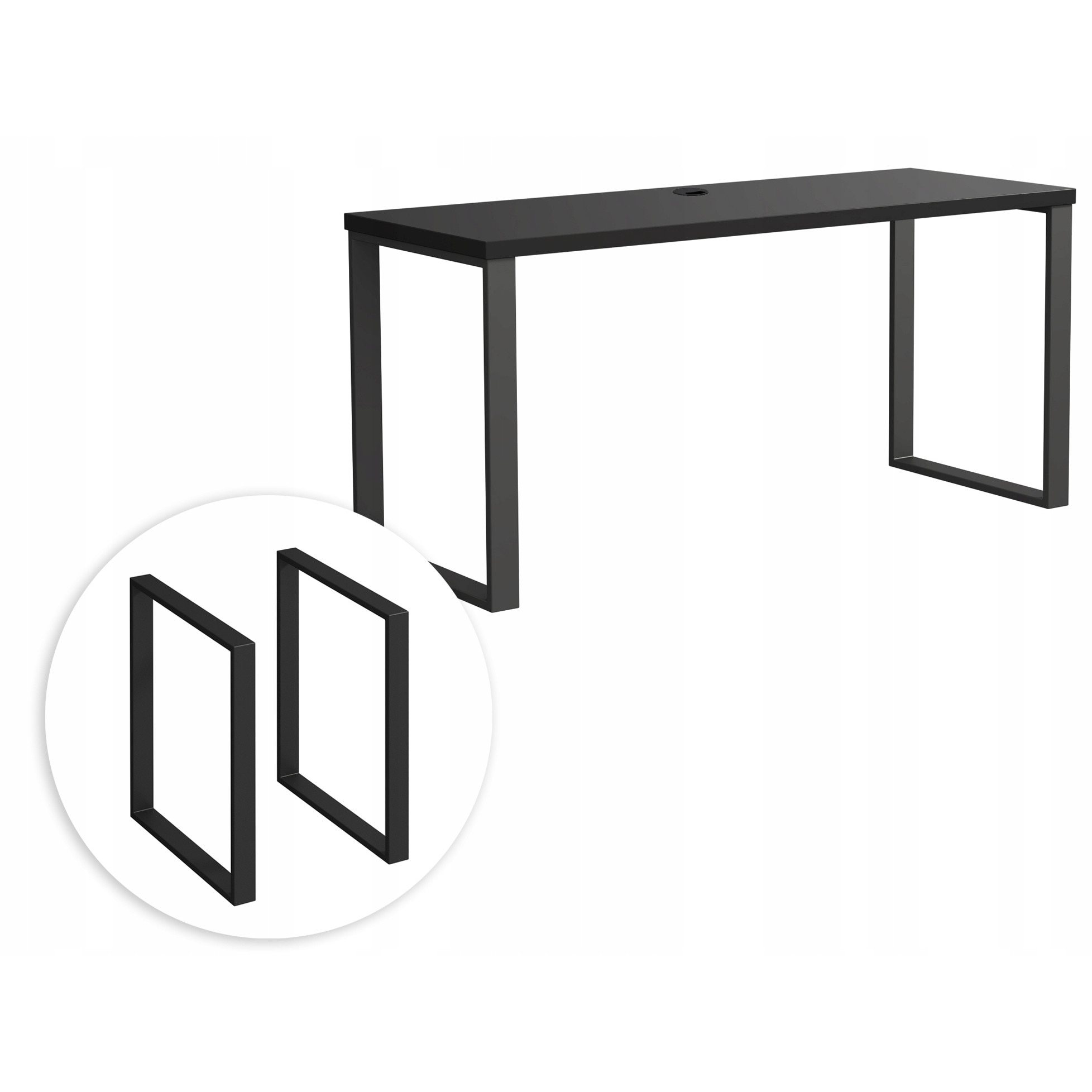 Birou cu picioare metalice, 180x60cm, Profil 8x2, Negru - eMAG.ro