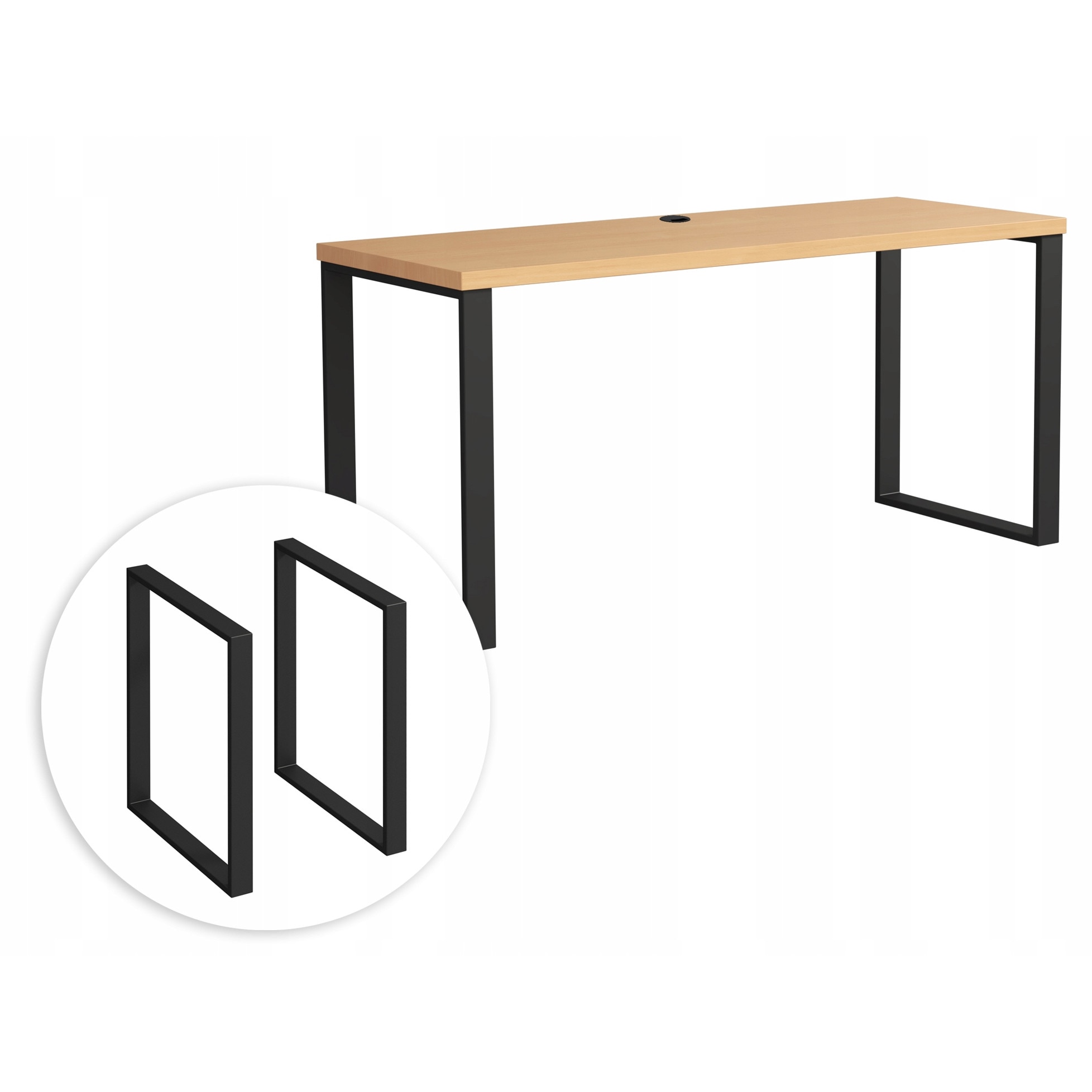 Birou cu picioare metalice, 100x60cm, Profil 8x2, Fag - eMAG.ro