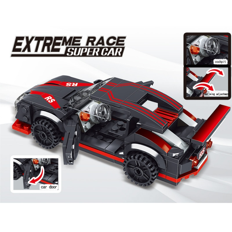 Set 210 piese constructie, Model masina, 6 ani+, Negru - eMAG.ro