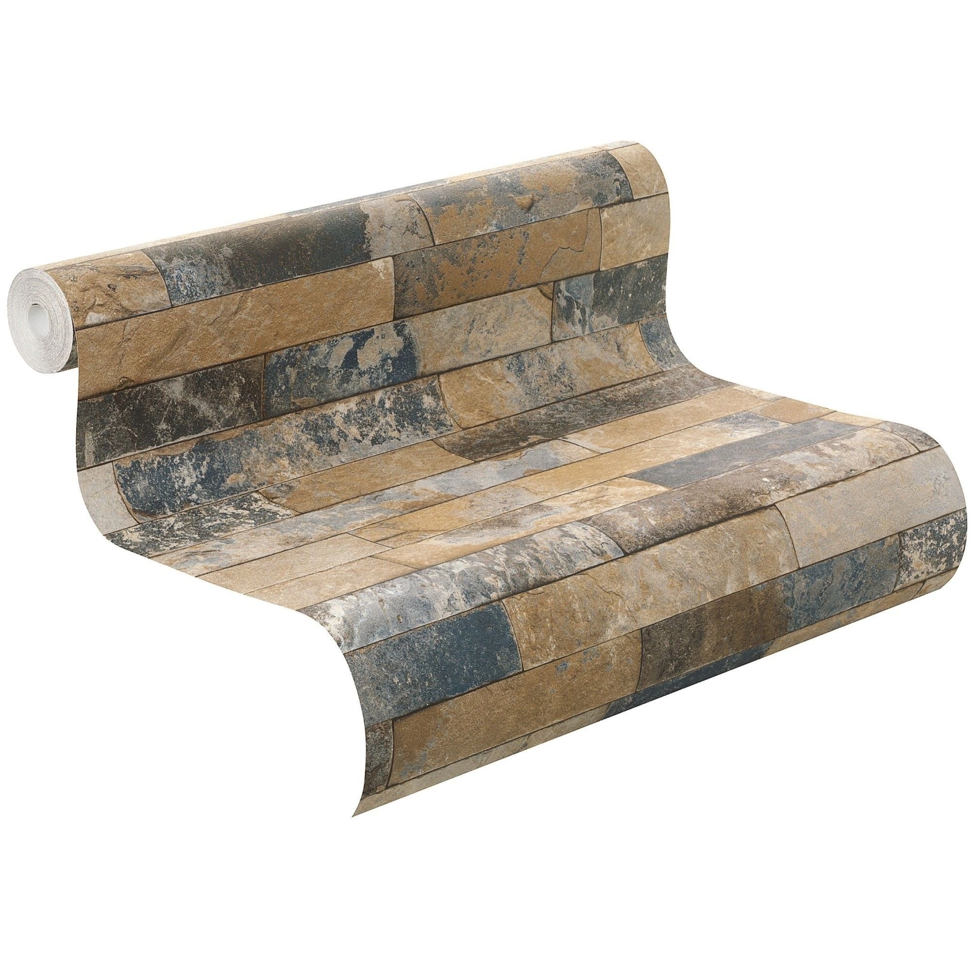 Tapet vinil, model tip piatra, maro, rola 10 x 0.53 m - eMAG.ro