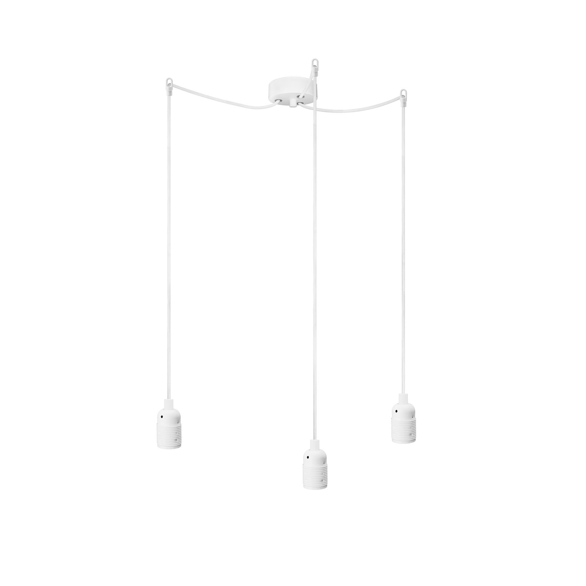 Pendul minimalist cu 3 lumini, Sotto Luce Bi, metal alb, cablu textil ...
