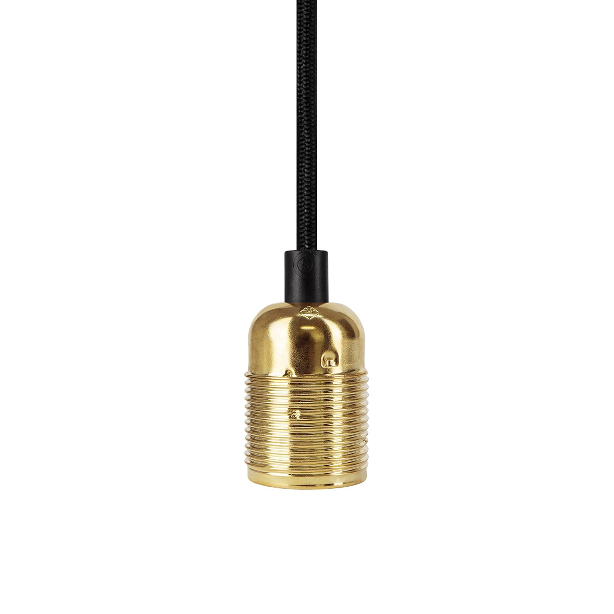 Pendul minimalist cu 5 lampi, Sotto Luce Bi, alama, cablu negru din ...