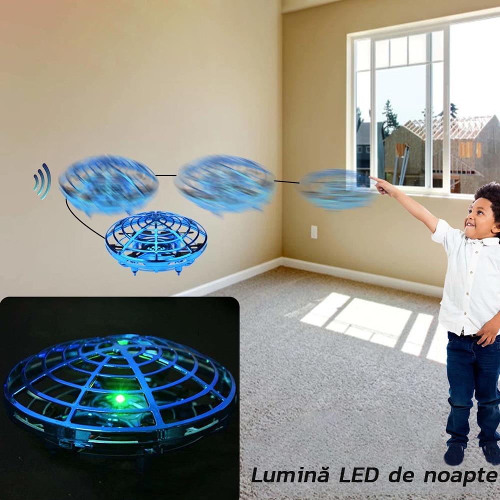 Mini Drona OZN Zenuk - Disc Zburator, 5 Senzori Infrarosu, Inductie ...