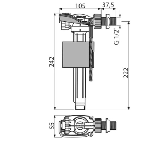 Univerzális öblítő mechanizmus kerámia WC-tartályokhoz, Alcaplast A160 ...