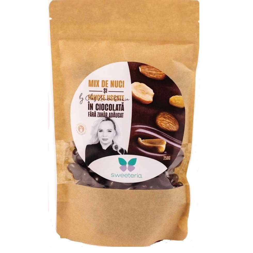 Mix nuci si fructe uscate in ciocolata fara zahar 250 g - eMAG.ro