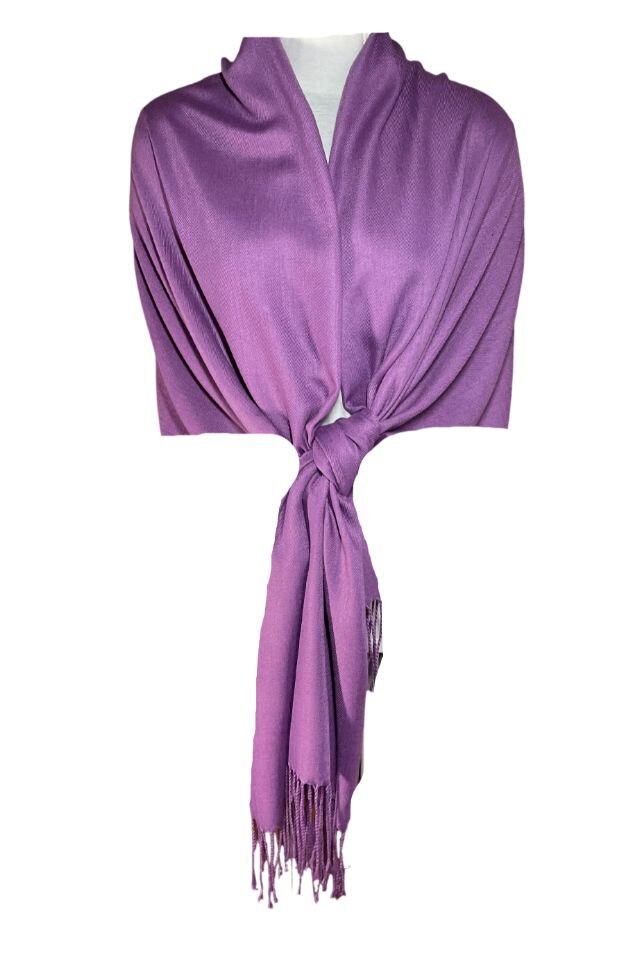 Esarfa tip sal din casmir, mov liliachiu, 190x75 cm - eMAG.ro