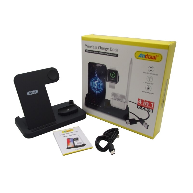 Statie Incarcare Wireless 4 in 1 Andowl, Fast Wireless Charger pentru ...