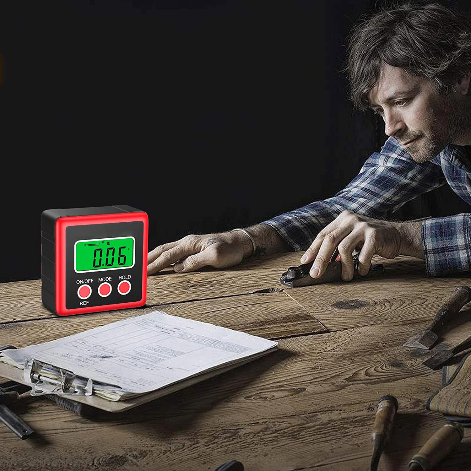 Nivela digitala, Vaxiuja, LCD, Baza magnetica, IP54, Rosu - eMAG.ro