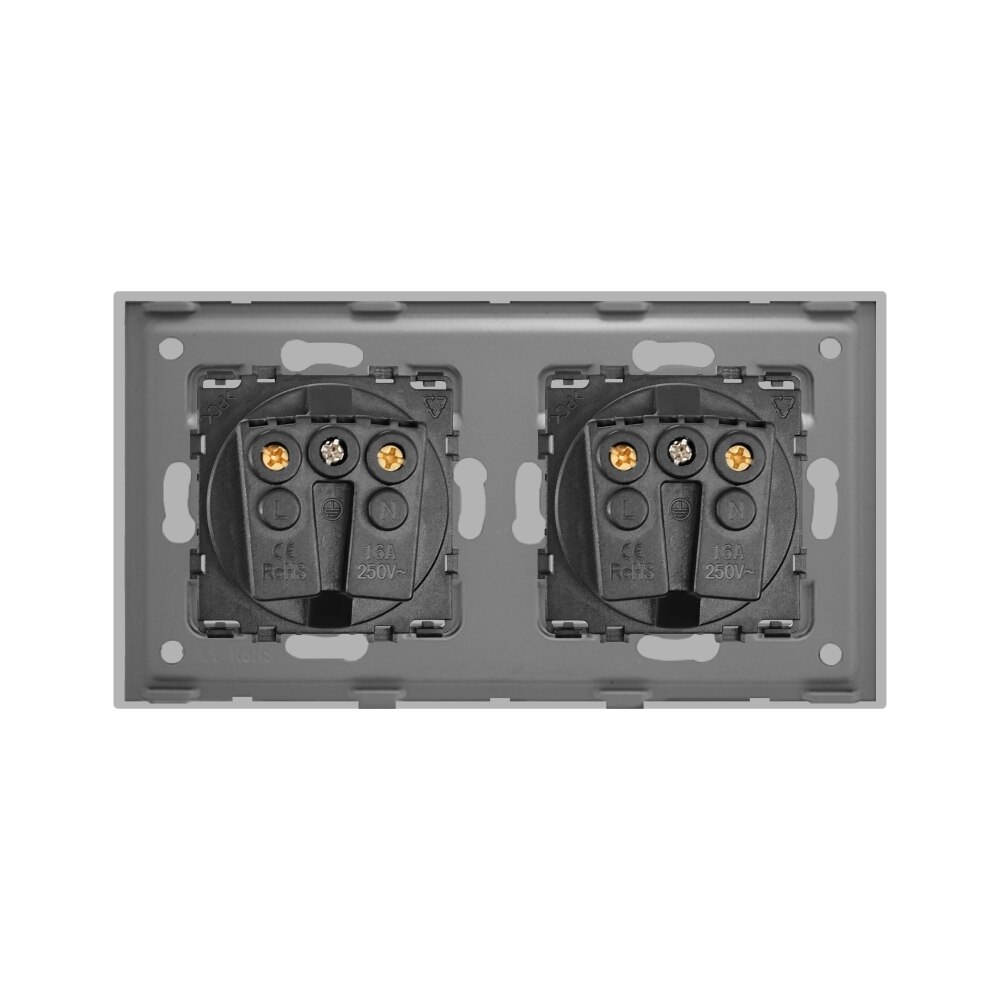 Priza Dubla cu Rama din Sticla LUXION, Gri - eMAG.ro