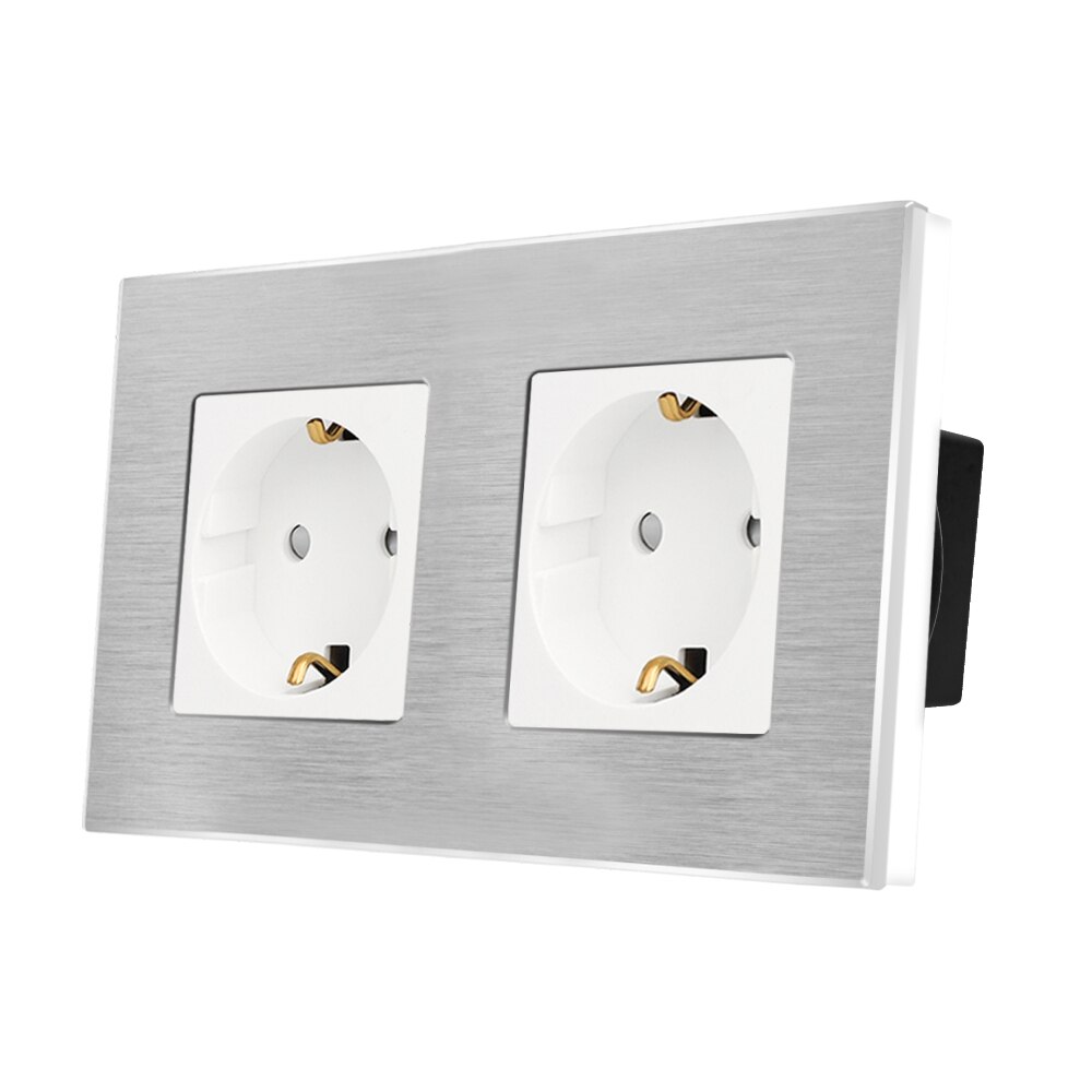 Priza Dubla LUXION cu rama din aluminiu, Alb - eMAG.ro