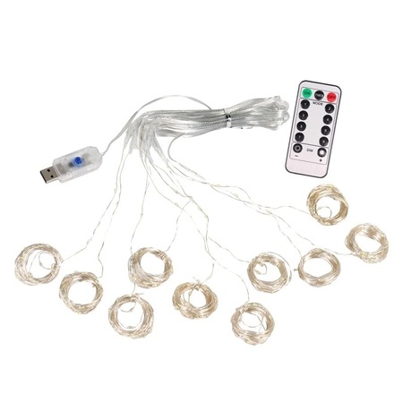 Коледни лампички, перде, 300 LED, 3M × 3M, usb връзка, 8 различни ...
