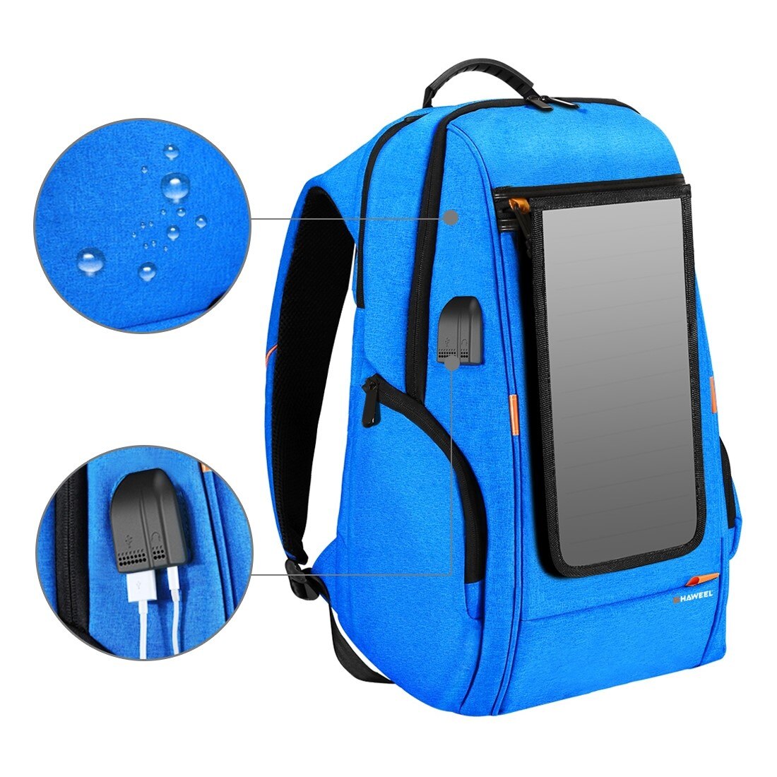 Rucsac pentru drumetie cu panou solar, 46x31cm, eR D L - eMAG.ro