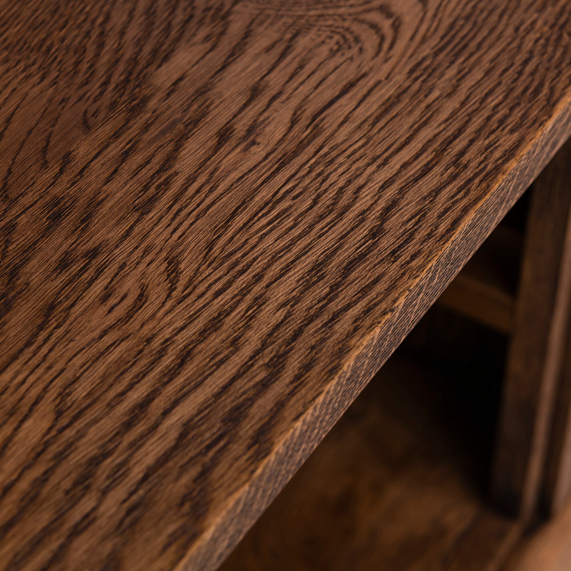 Cuier cu spatiu deschis, din stejar, vopsit, culoare maro inchis, 100% ...