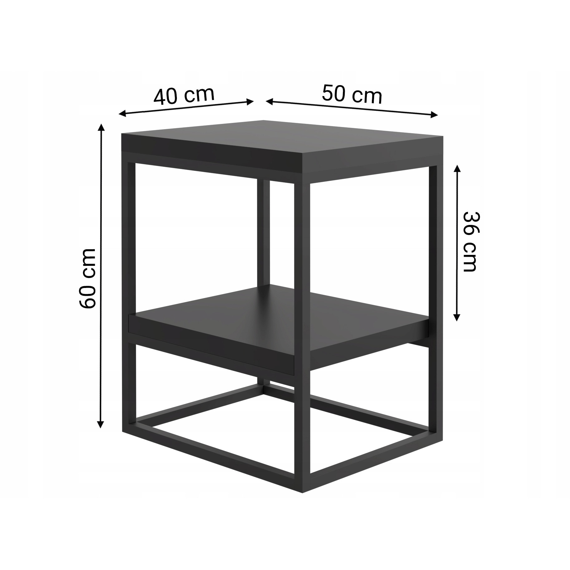 Маса за кафе, Метал/PAL, 50x40 см, Черен - eMAG.bg
