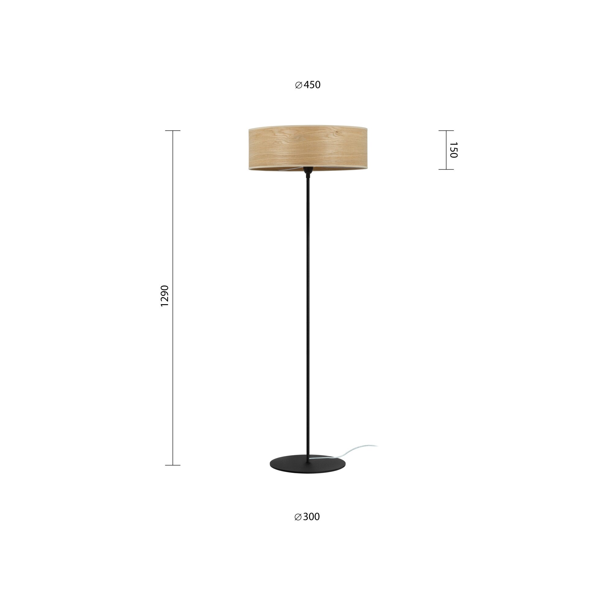 Lampa de podea, Sotto Luce, Tsuri, Lemn, 1 sursa iluminat, fara bec ...