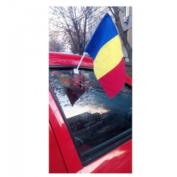 Set 100 Steaguri tip drapel auto Tricolor 30 cm x 45 cm, Romania - eMAG.ro