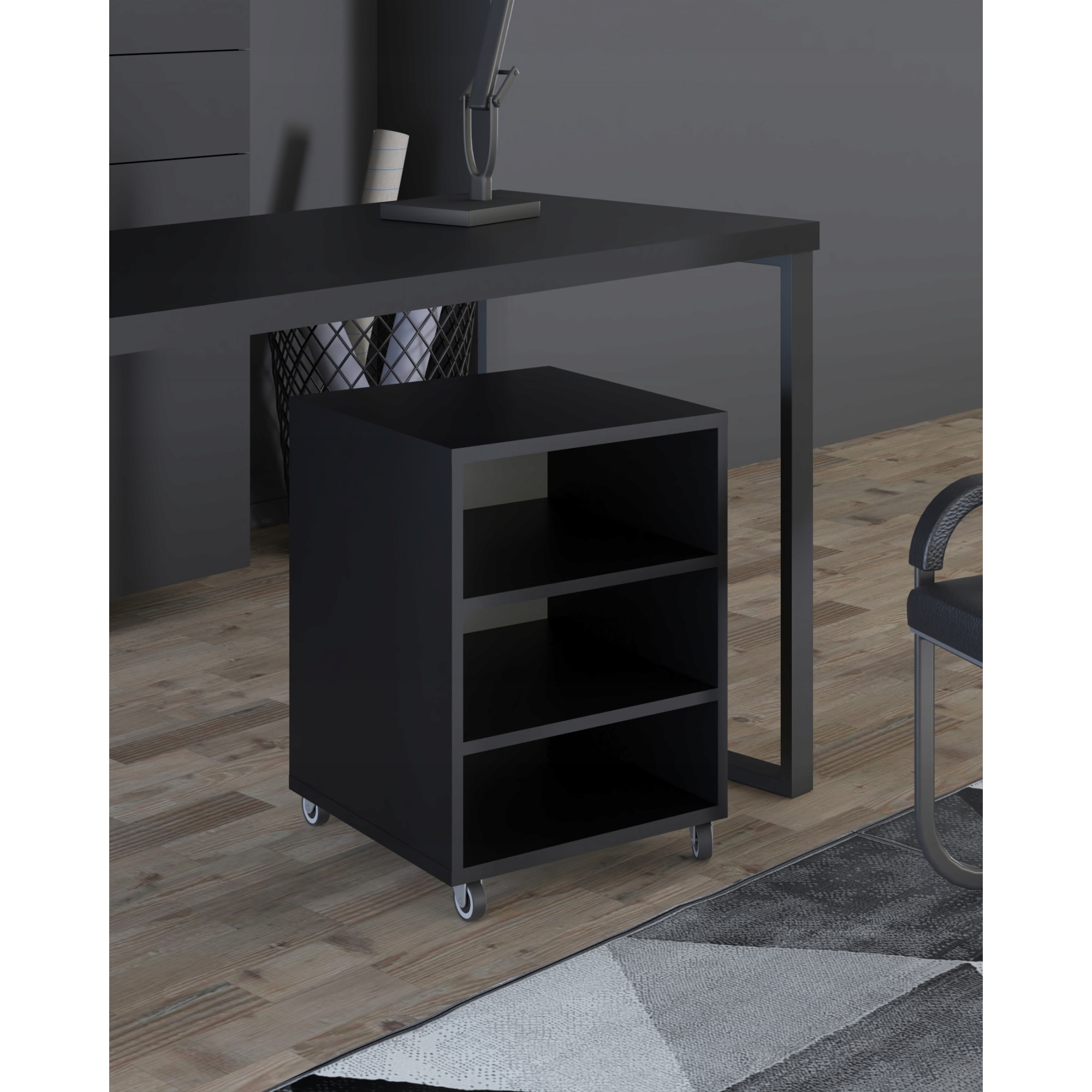 Dulapior birou, PAL, Cu 2 rafturi, 57x40cm, Negru - eMAG.ro