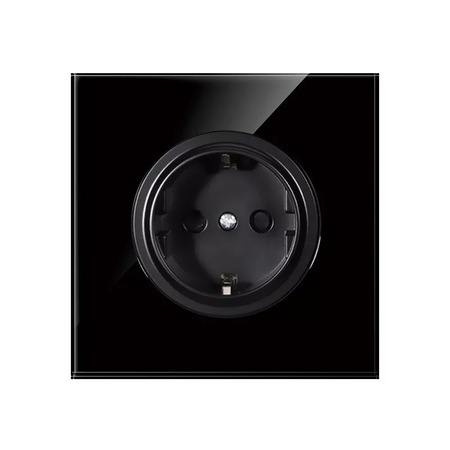 Priza simpla cu rama din sticla, negru - eMAG.ro