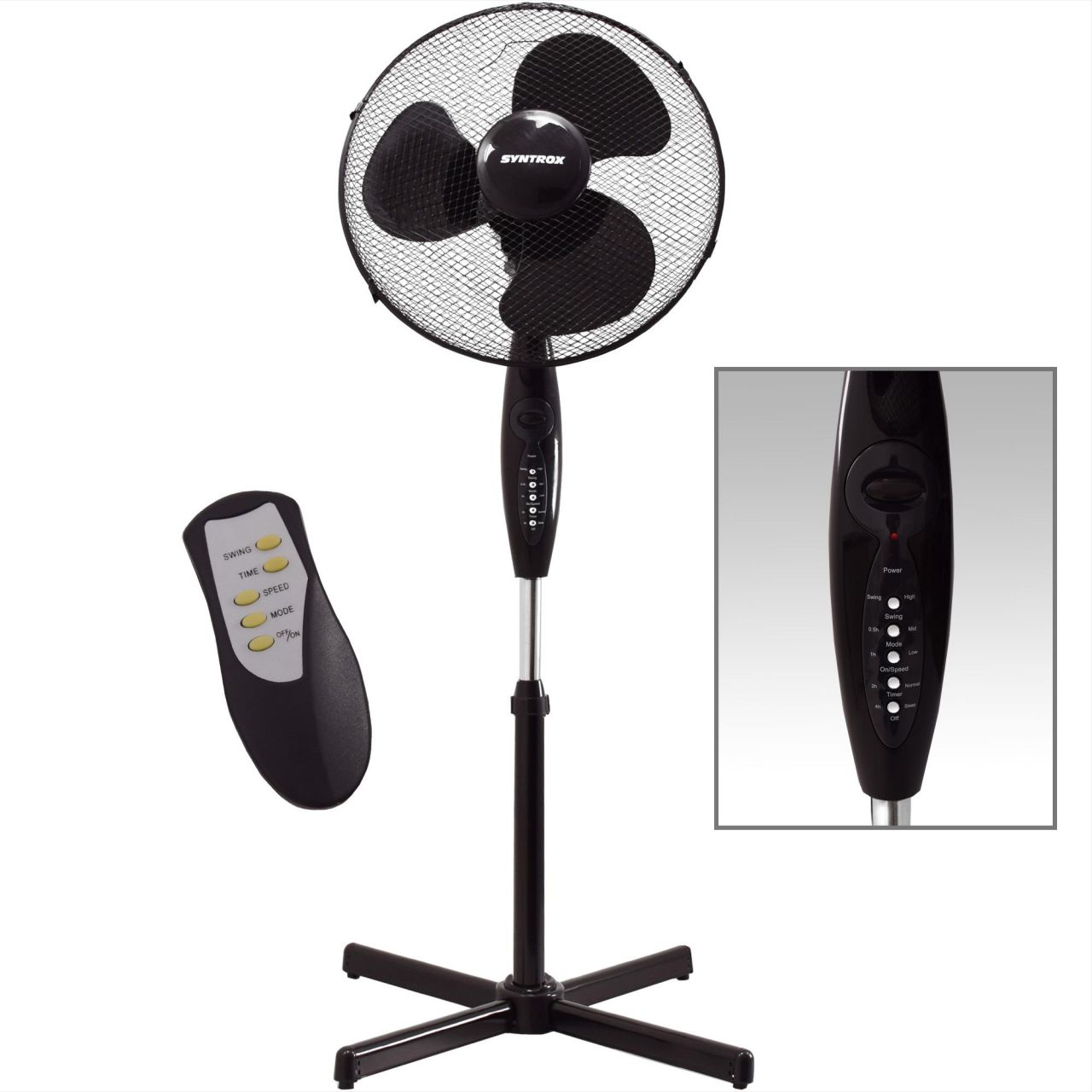 Ventilator cu telecomanda, Syntrox, 220 V, 50 W, Negru - eMAG.ro