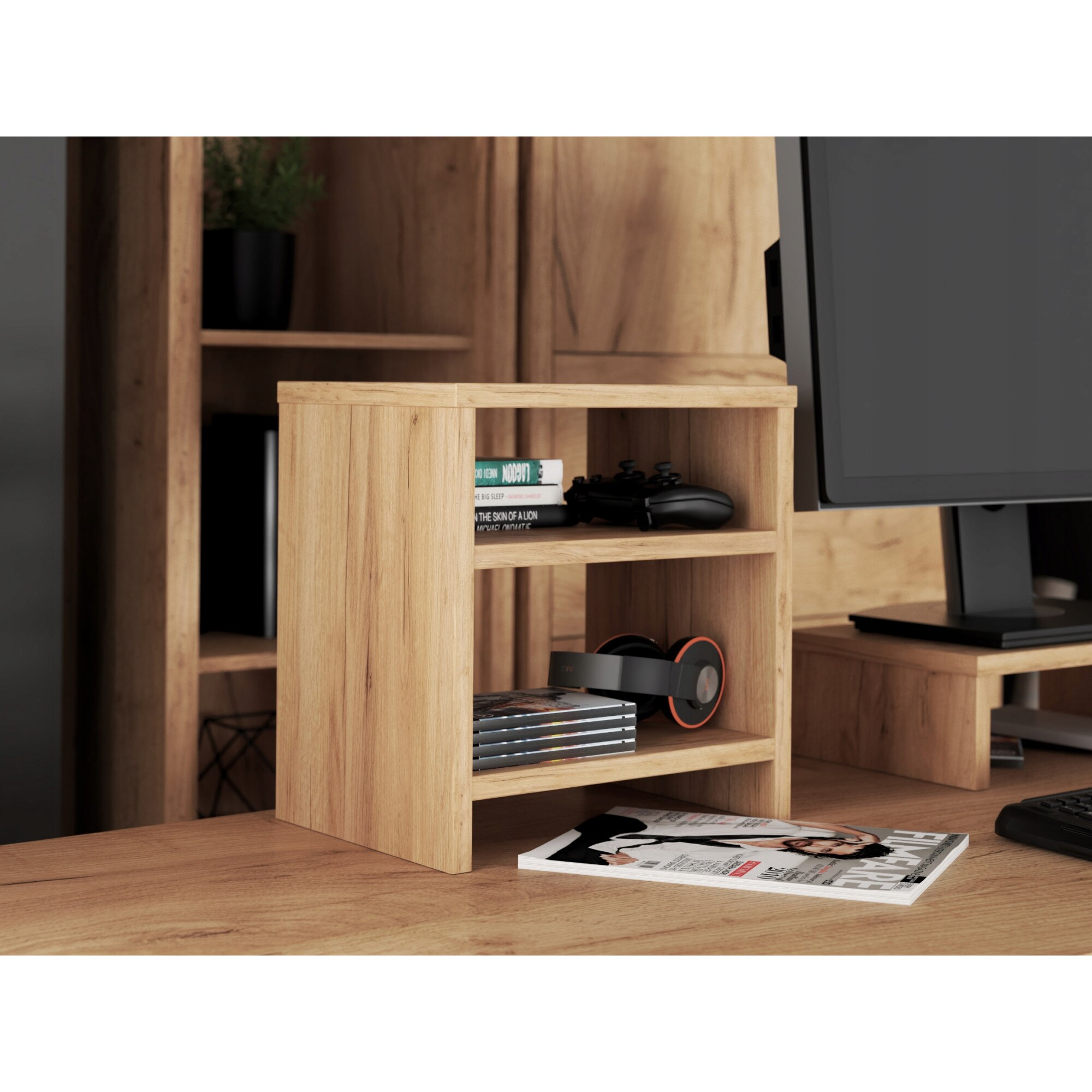 Dulapior birou, PAL, Cu rafturi, 25x35.4x33.6cm, Maro deschis - eMAG.ro