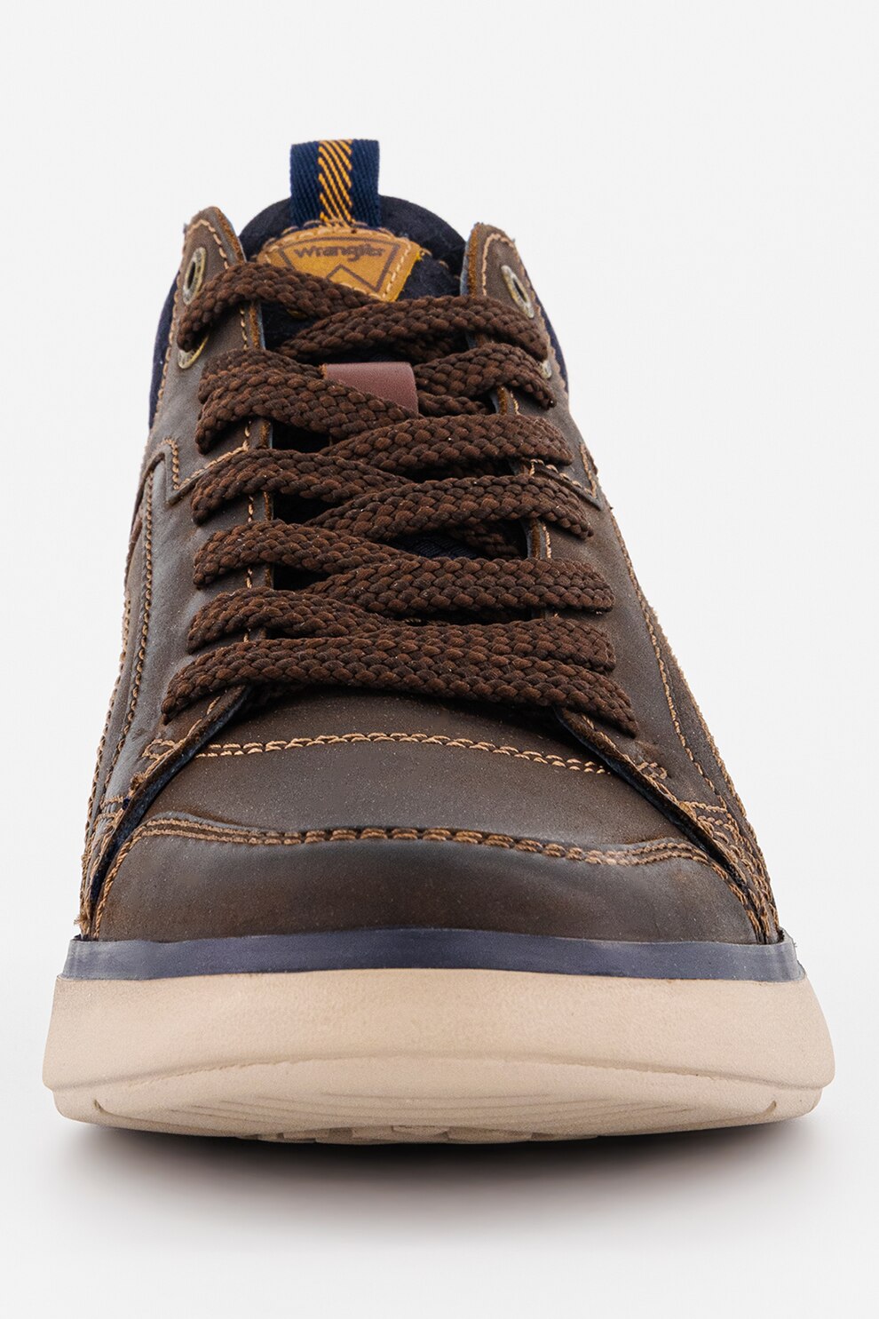 Wrangler, Pantofi sport mid-high de piele nabuc, Maro inchis, 45 - eMAG.ro