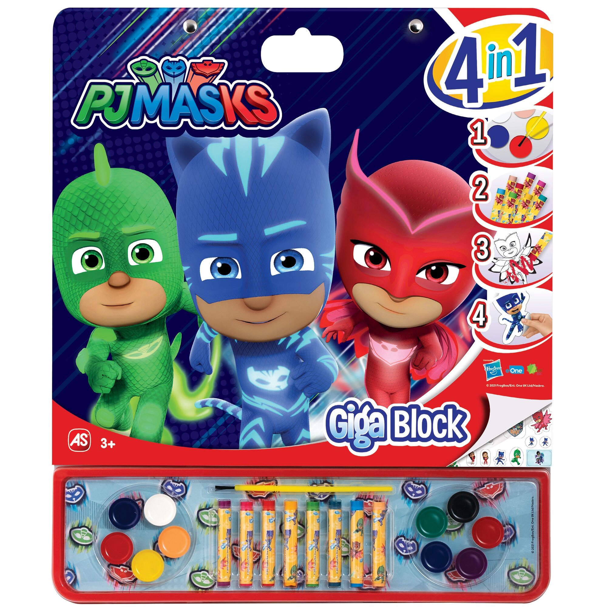 Set Bloc de desenat si Autocolante PJ Masks, 4 in 1, pentru copii - eMAG.ro