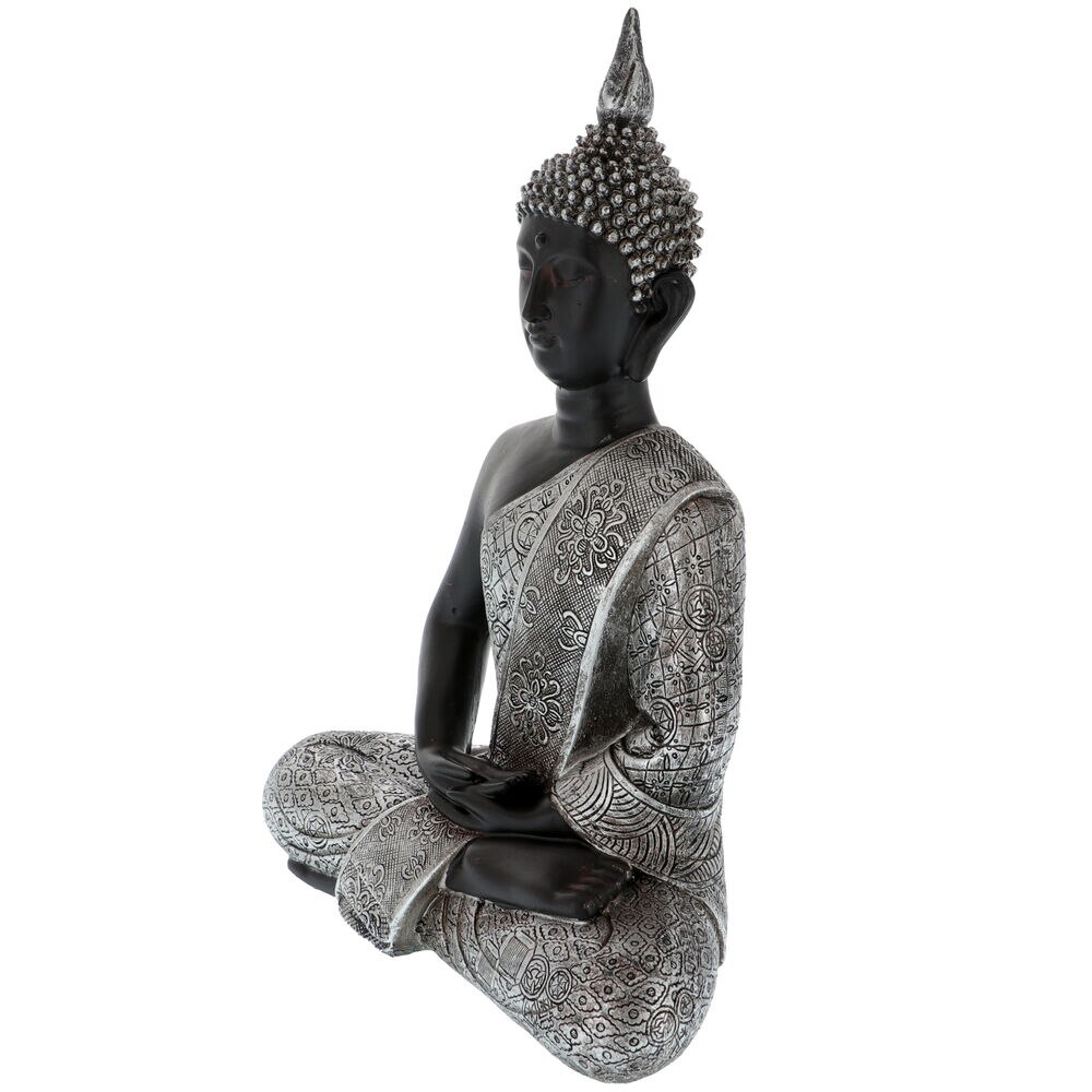 Statueta Buddha neagra cu haine argintii 29 cm - eMAG.ro