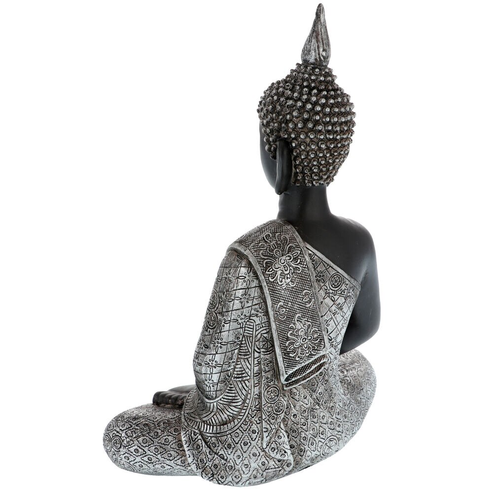 Statueta Buddha neagra cu haine argintii 29 cm - eMAG.ro