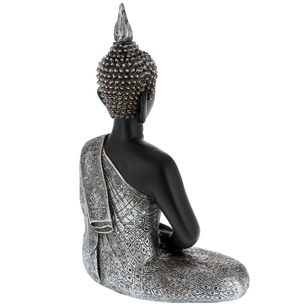 Statueta Buddha neagra cu haine argintii 29 cm - eMAG.ro