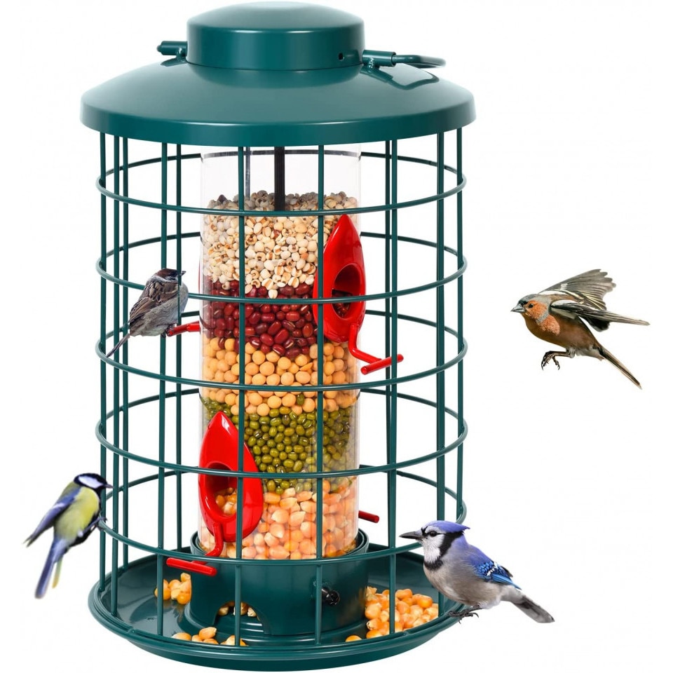 Hranitoare pentru pasari Mosloly, metal, verde, 20 x 20 x 30 cm - eMAG.ro