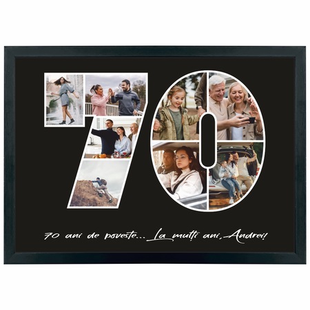 Tablou premium, personalizat cu poze si text, din lemn natural, Priti ...