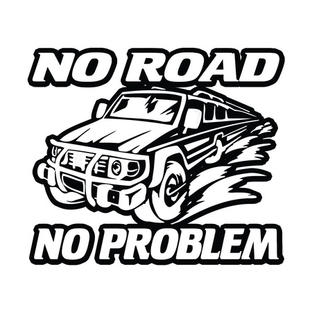 Sticker Auto "No Road- No Problem", Alb, 50 cm - eMAG.ro