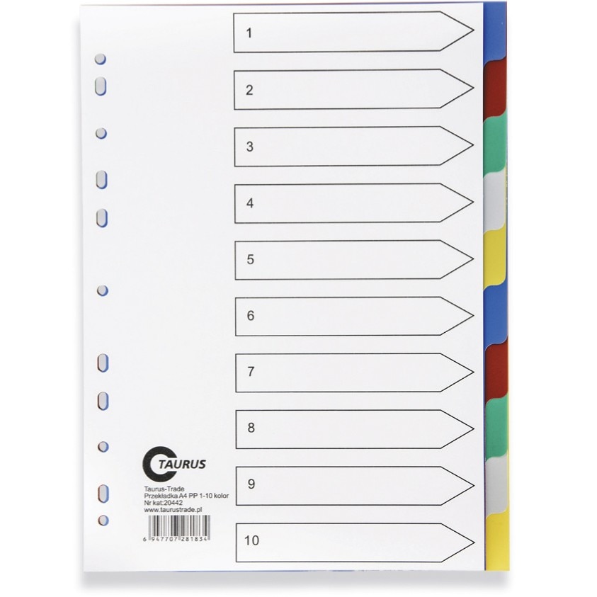 Set 10 separatoare pentru biblioraft, A4, Polipropilena, 225x297 mm ...