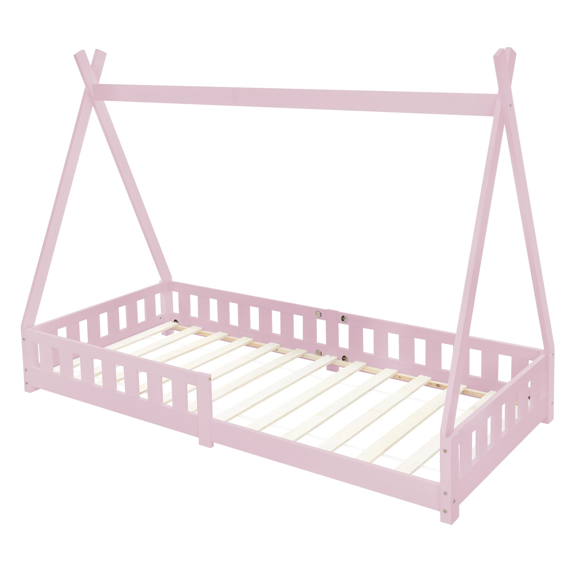 Pat pentru copii, ML-Design, 208 x 96 x 156 cm, roz, lemn de pin ...