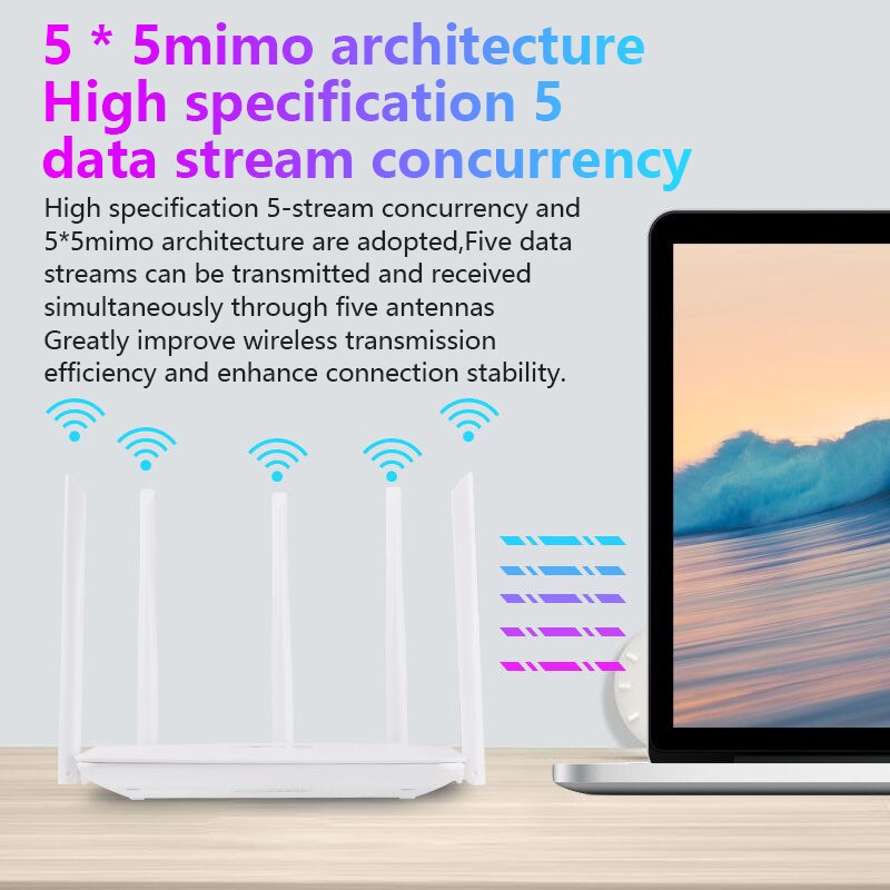 Router wireless MK-500, NBKEY, 5 Antene, Control telecomanda, Alb - eMAG.ro