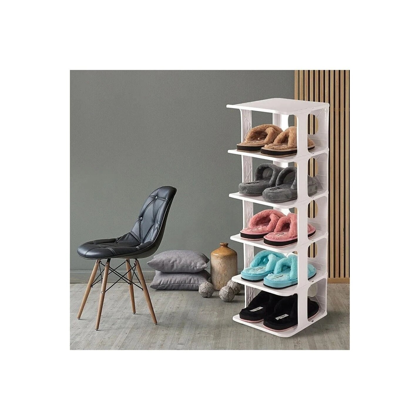 Suport raft pentru depozitare incaltaminte, 5 nivele, Culoare alb - eMAG.ro