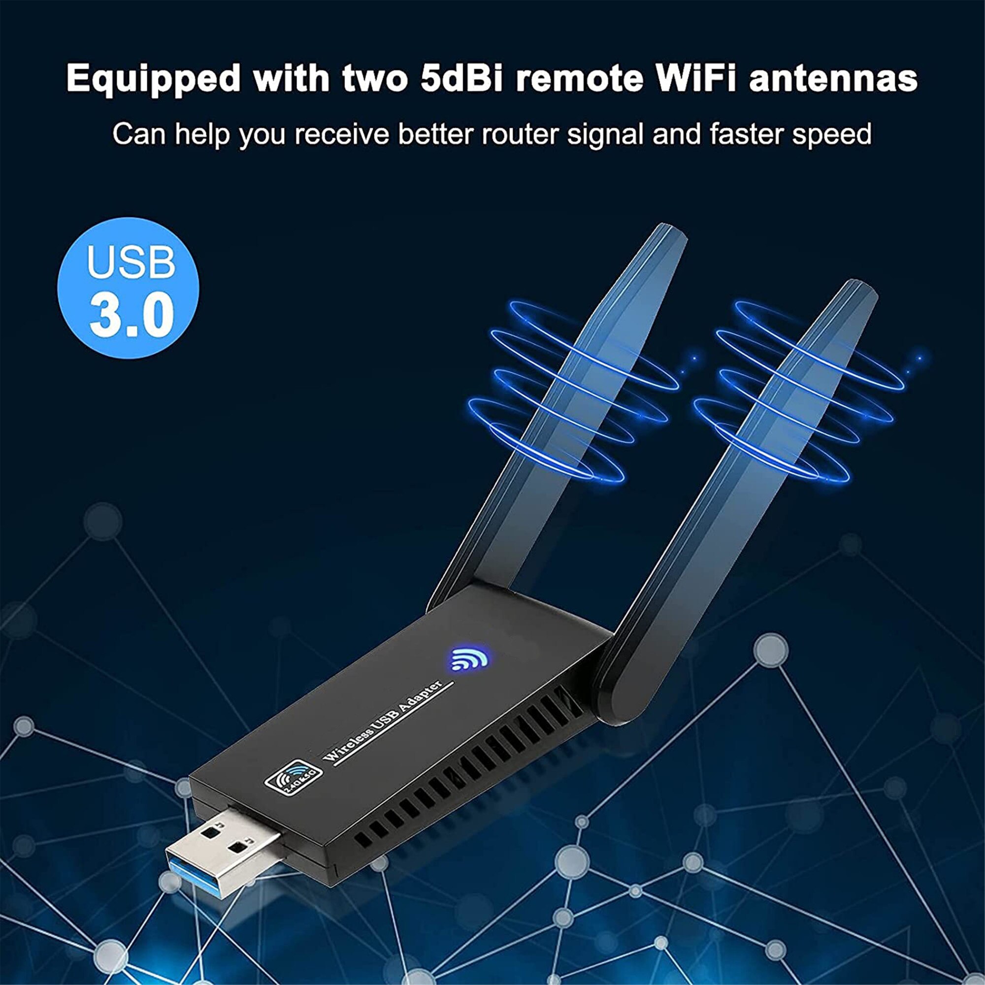 Adaptor USB WiFi, Dual Band, 1300Mbps, Negru - eMAG.ro