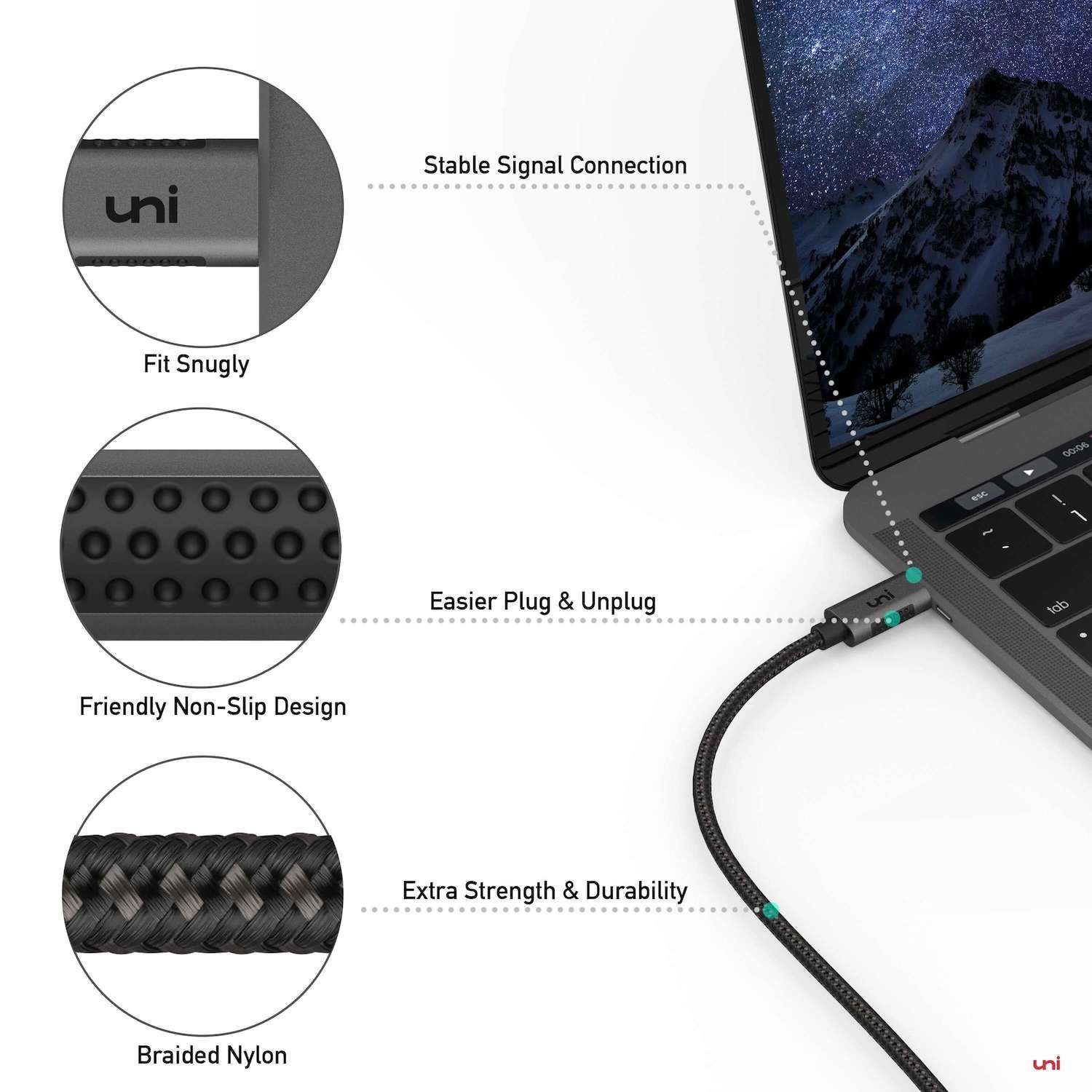 Cablu video, USB-C to HDMI, UNI 4k 60Hz, Compatibilitate universala, 1 ...